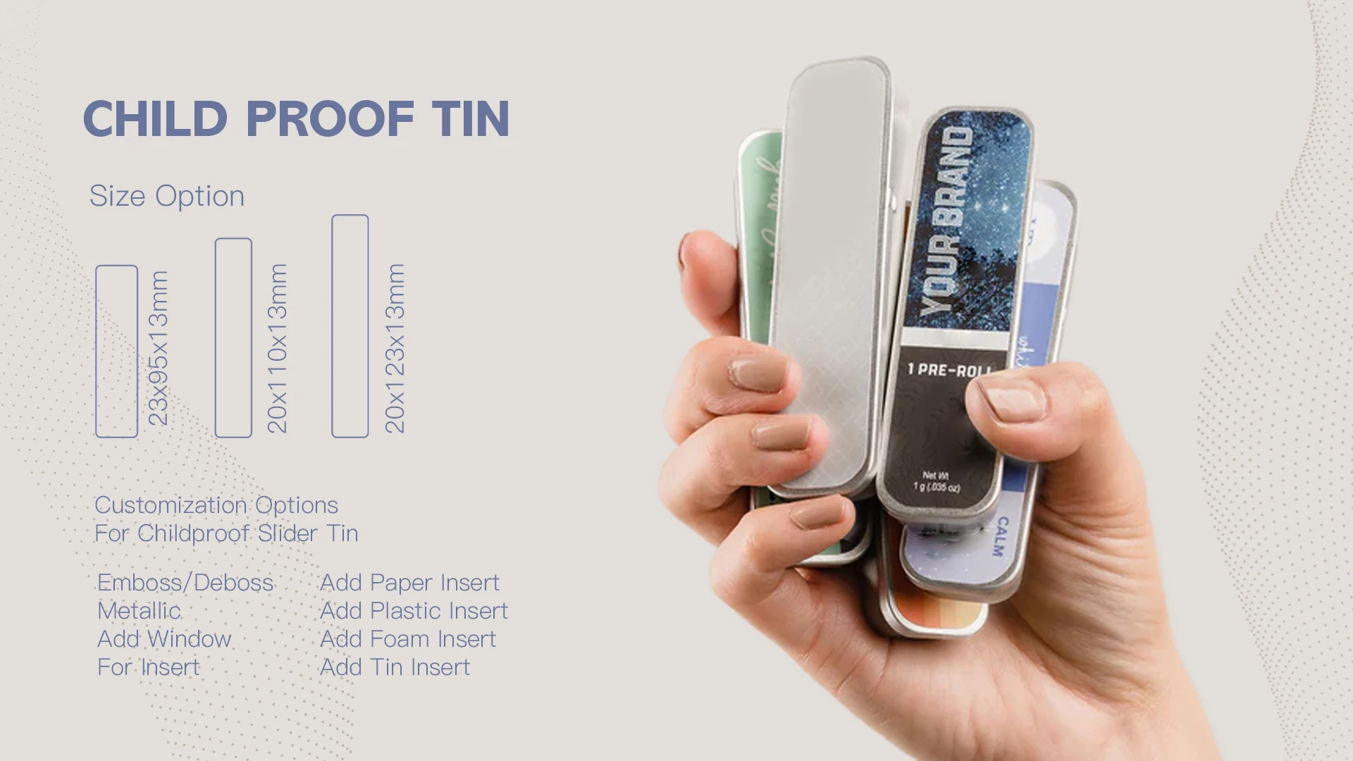 Pre Child Resistant Proof Tin 3.5 Can Button Roll Childproof Rectangle ...