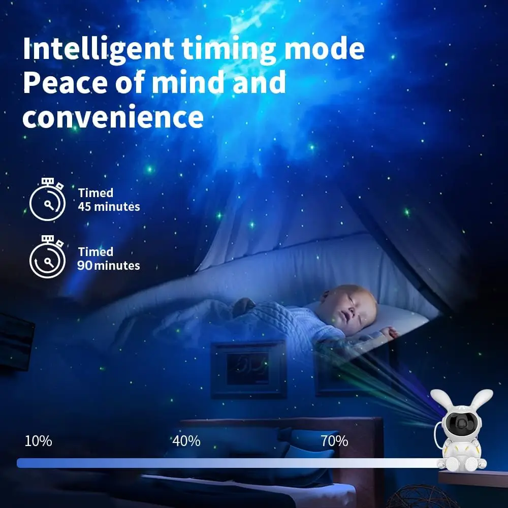 Moon Bunny Projection Lamp - Smart 3D Astronaut Night Light