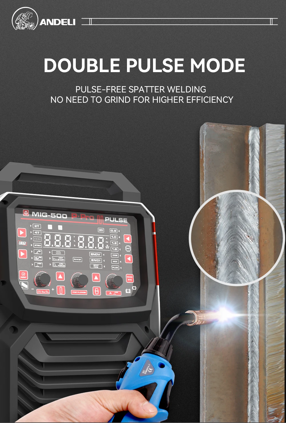 ANDELI Carbon Steel Pulse Weld All Thickness 380V 3 Phases 400A 500A ...