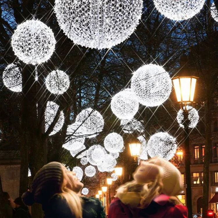 3d Metal Sphere Iron Frame Outdoor Hanging Ball Light Foldable ...