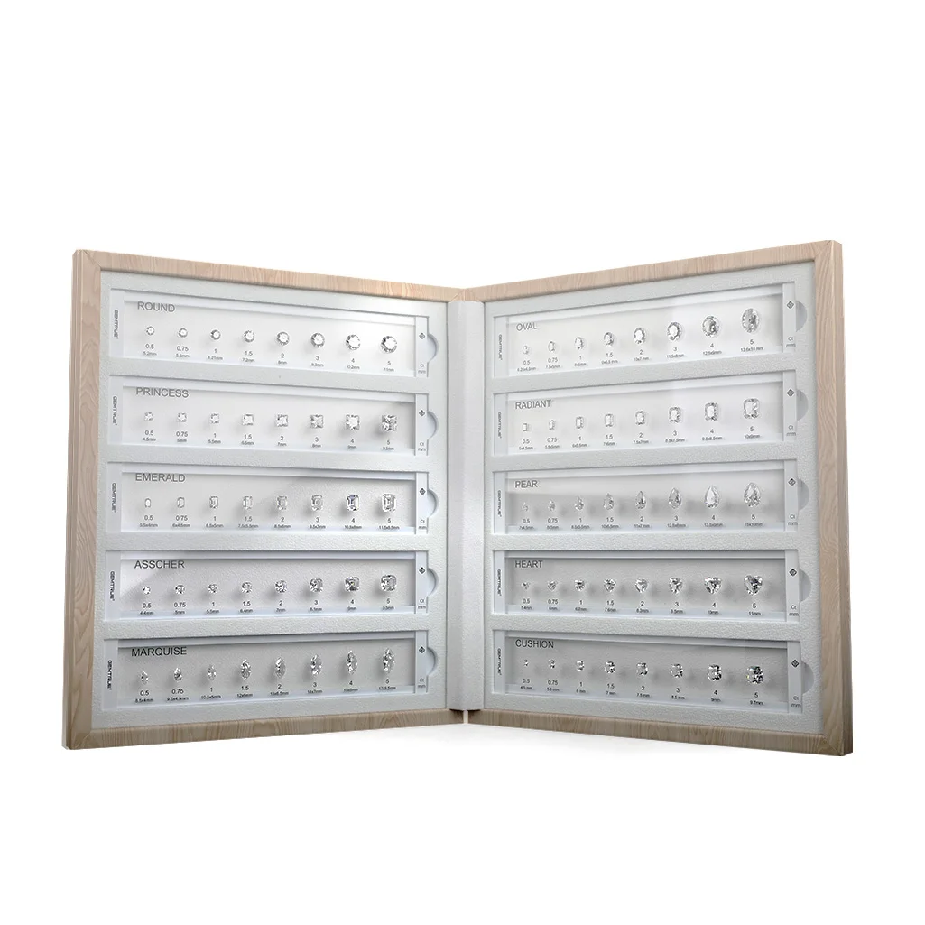 Visual Diamond Size & Shape Kit10 Shapes 3mm Acrylic 0.5ct-5ct Wooden ...