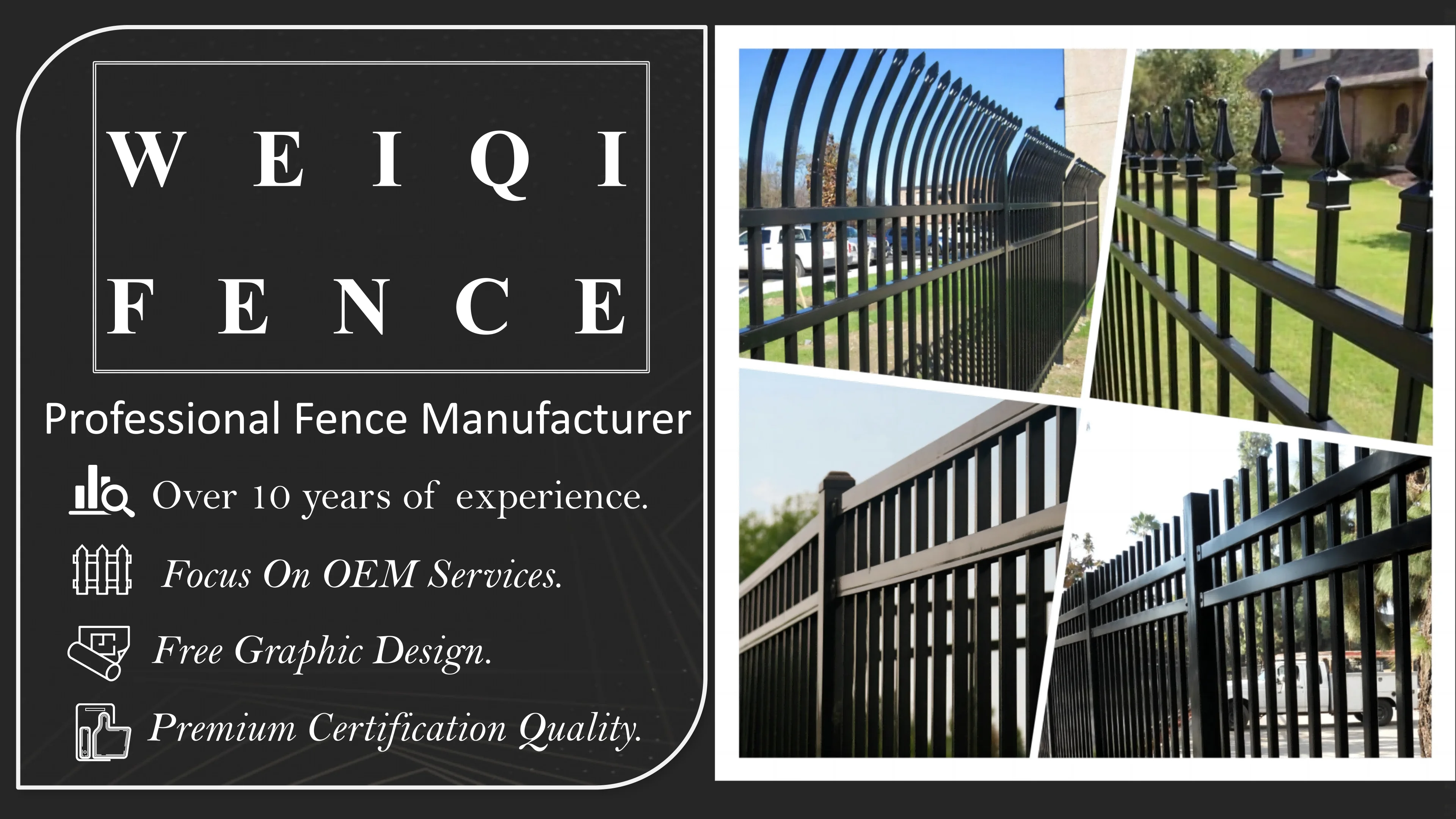 England Style Railing Galvanised Steel Fences Black Powder Coated Bar ...