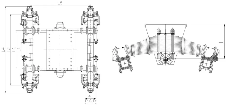 Heavy Duty Series Trailer Axle Tandem Bogie for Semi Trailer FDX24F10.0 ...