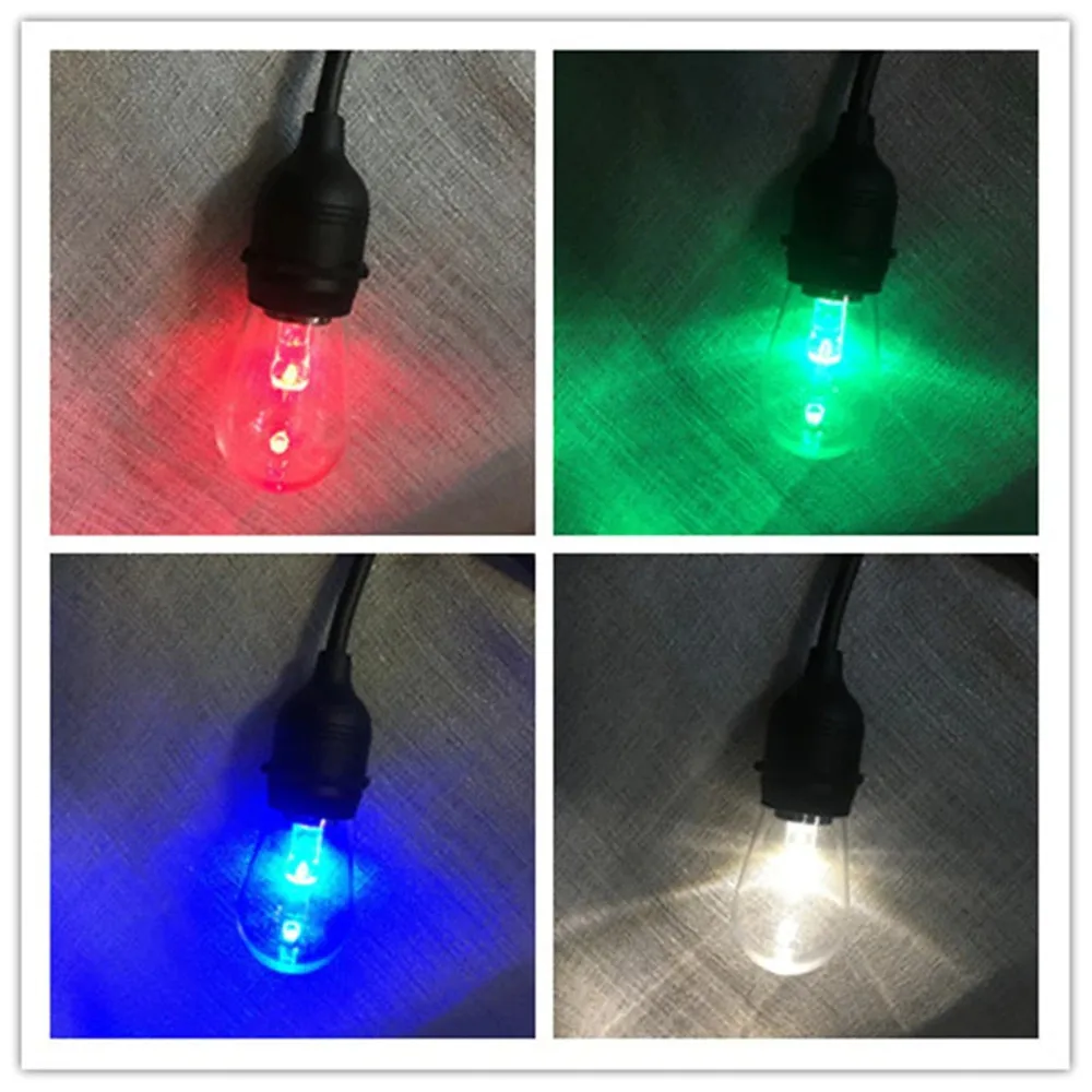 S14 RGB LED String Lights E27 Waterproof Resistant Bulbs Remote Outside ...