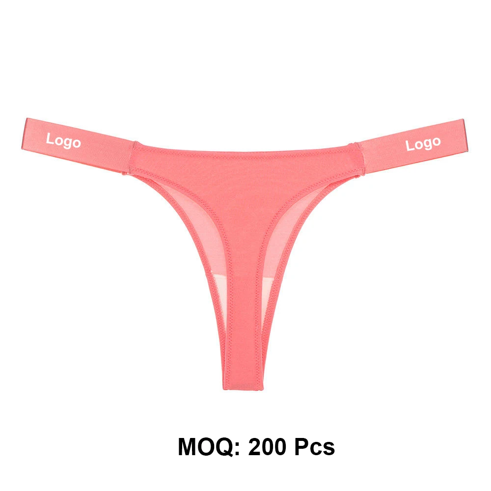 Custom Diamond Logo Underwear Luxury Ladies Tanga Mujer G-string Satin ...