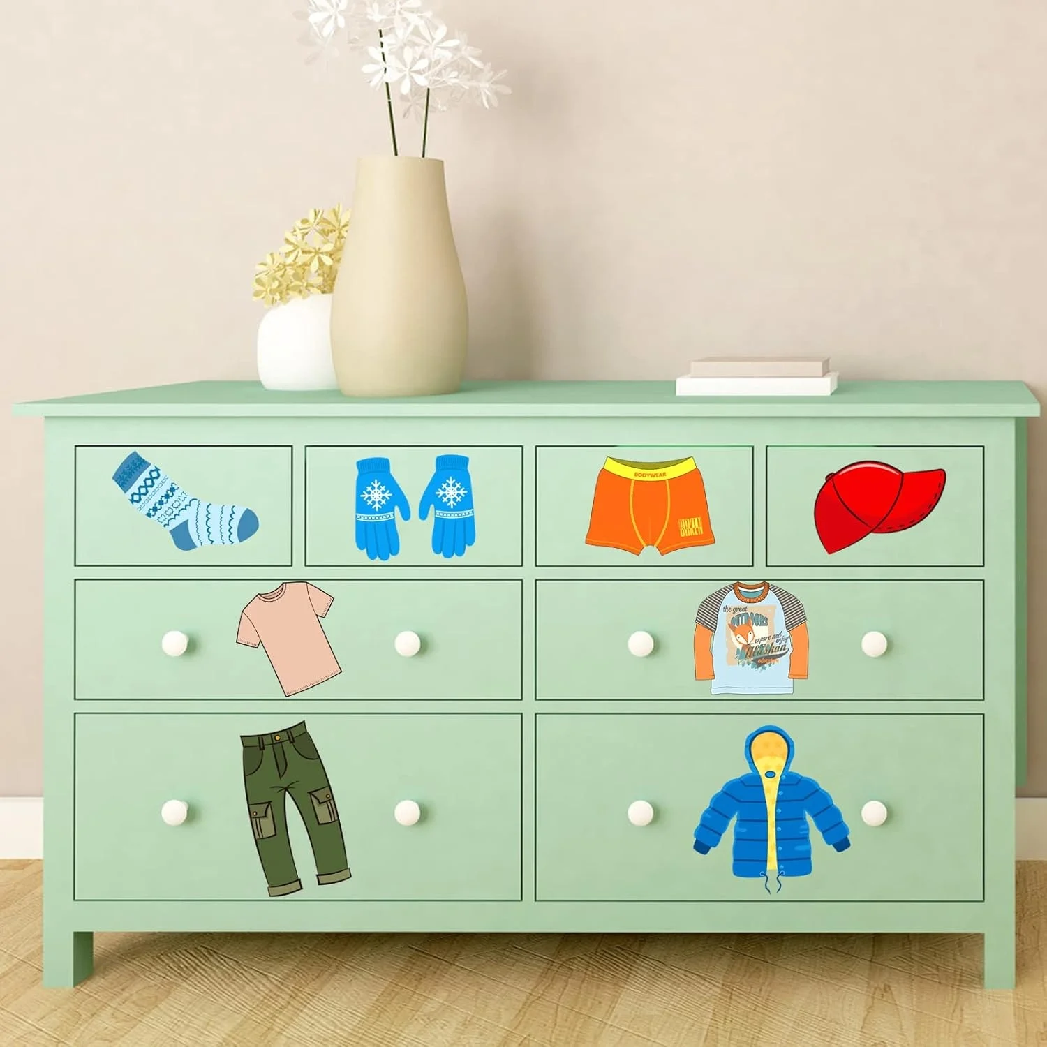 Dresser Clothing Decals 4 Sheets Wardrobe Stickers Dresser Labels for ...