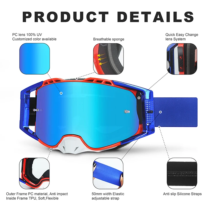 2023 Popular Custom Motocross Goggles Dirt Bike Helmet Goggles ...