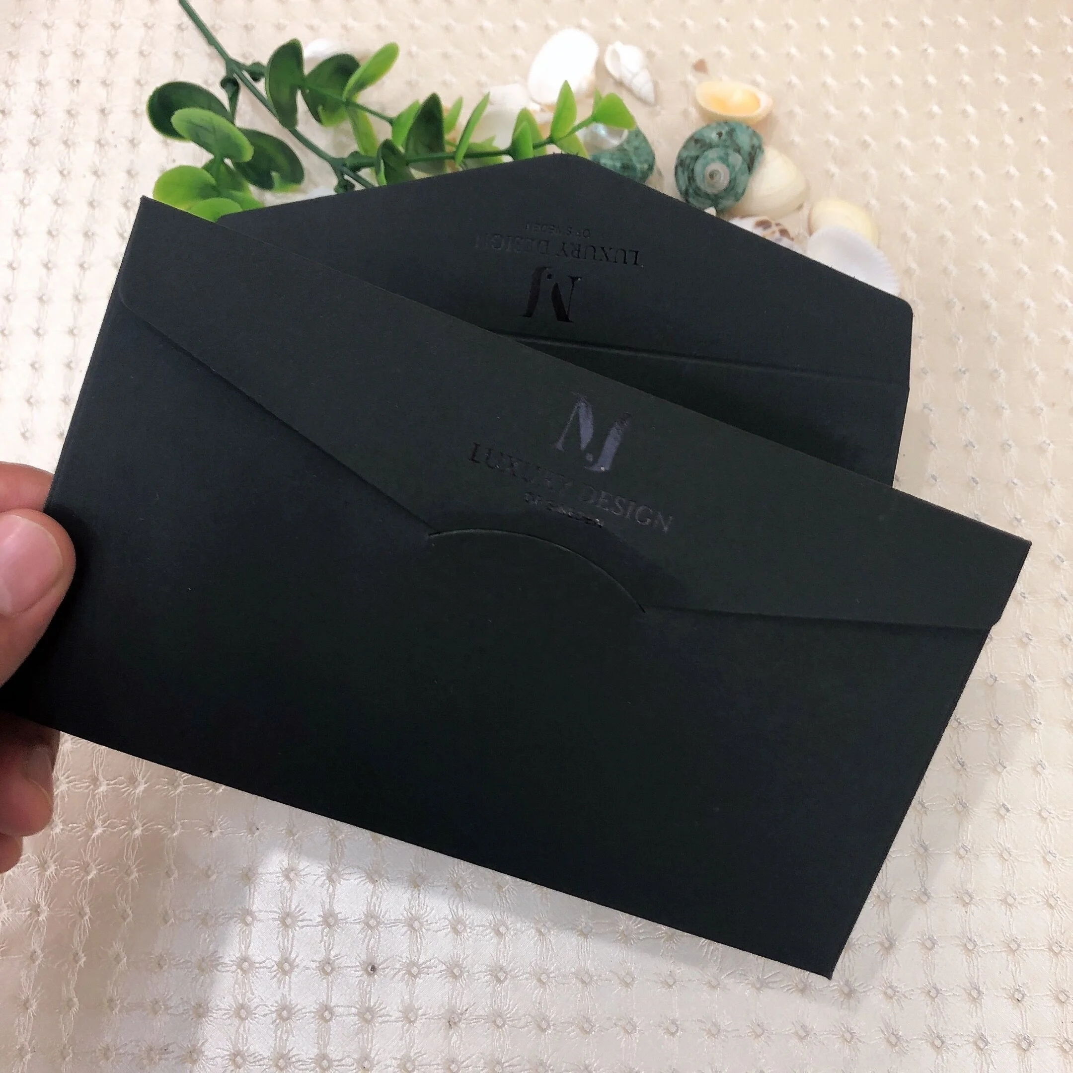 Luxury Custom Black Paper Envelope for Business Thank You Card with Own ...