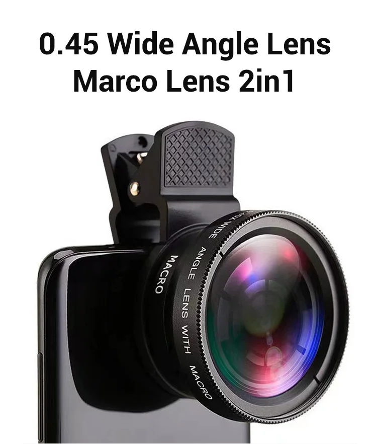 Cell Phone Lens 0.45 Wide Angle Lens Macro Lens 2in1 For Smartphone ...