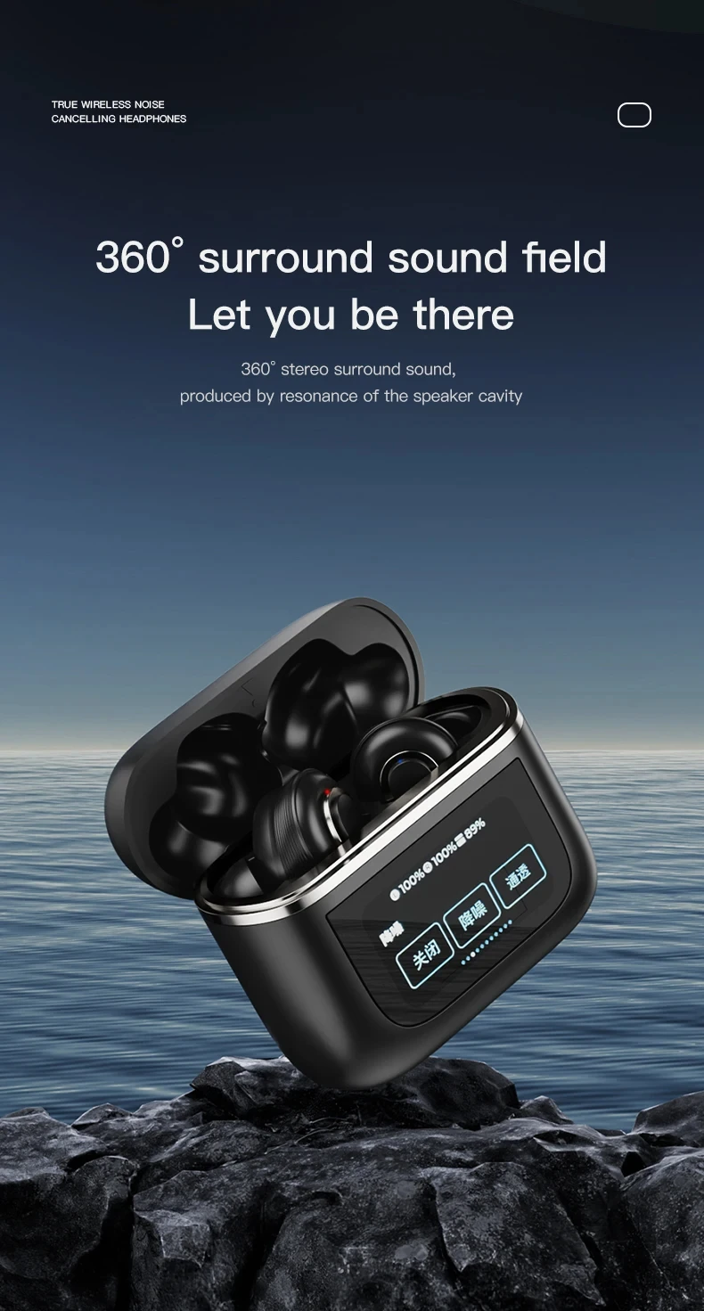 Noise Cancelling Smart Earphone V8 Pro 2 Tws With Touch Screen Control Wireless Earbuds Headset ...
