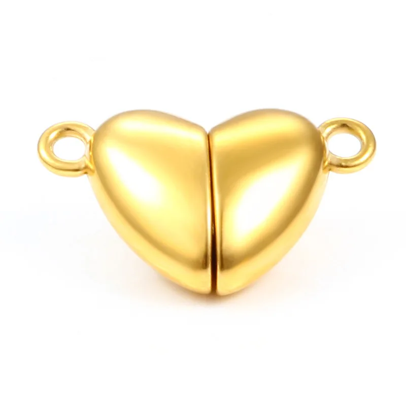 Stainless Steel 18k Gold Plated Magnetic Heart Charm For Diy Charm Bracelet