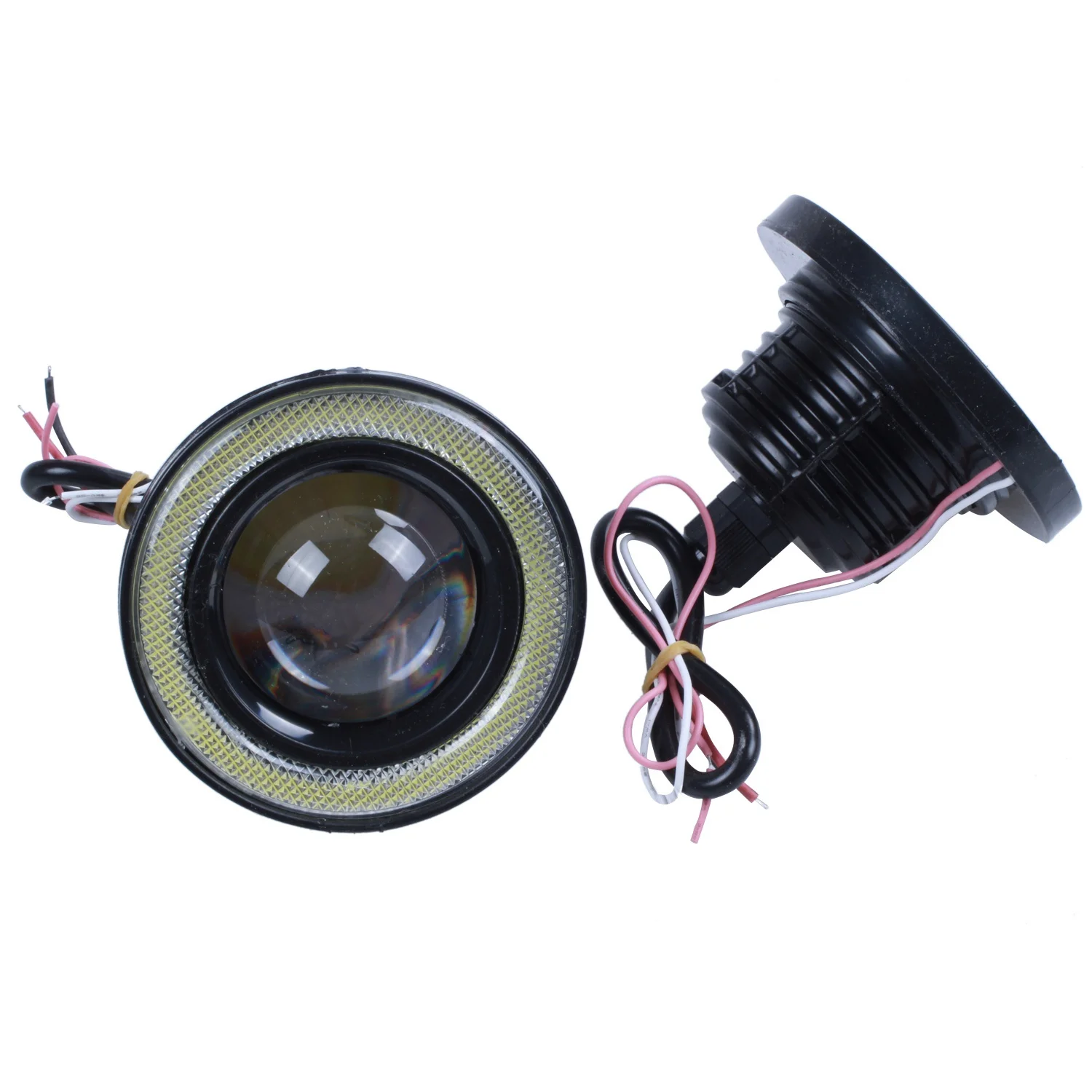 Round Cob Led Bright With White Drl Halo Angel Eye Rings Universal Fog Light Led Angel Eye Light ...