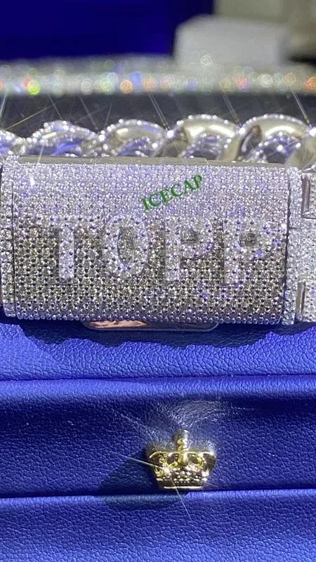 20mm Cuban Link Chain Custom Letters Men Hiphop Moissanite Cuban Chain ...