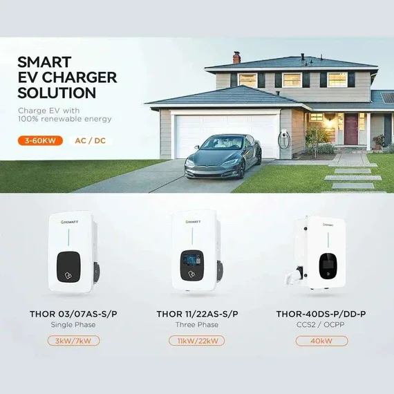 Growatt Thor Smart Ev Charger Thor 07as-s/p-v1 Single Phase 7kw ...
