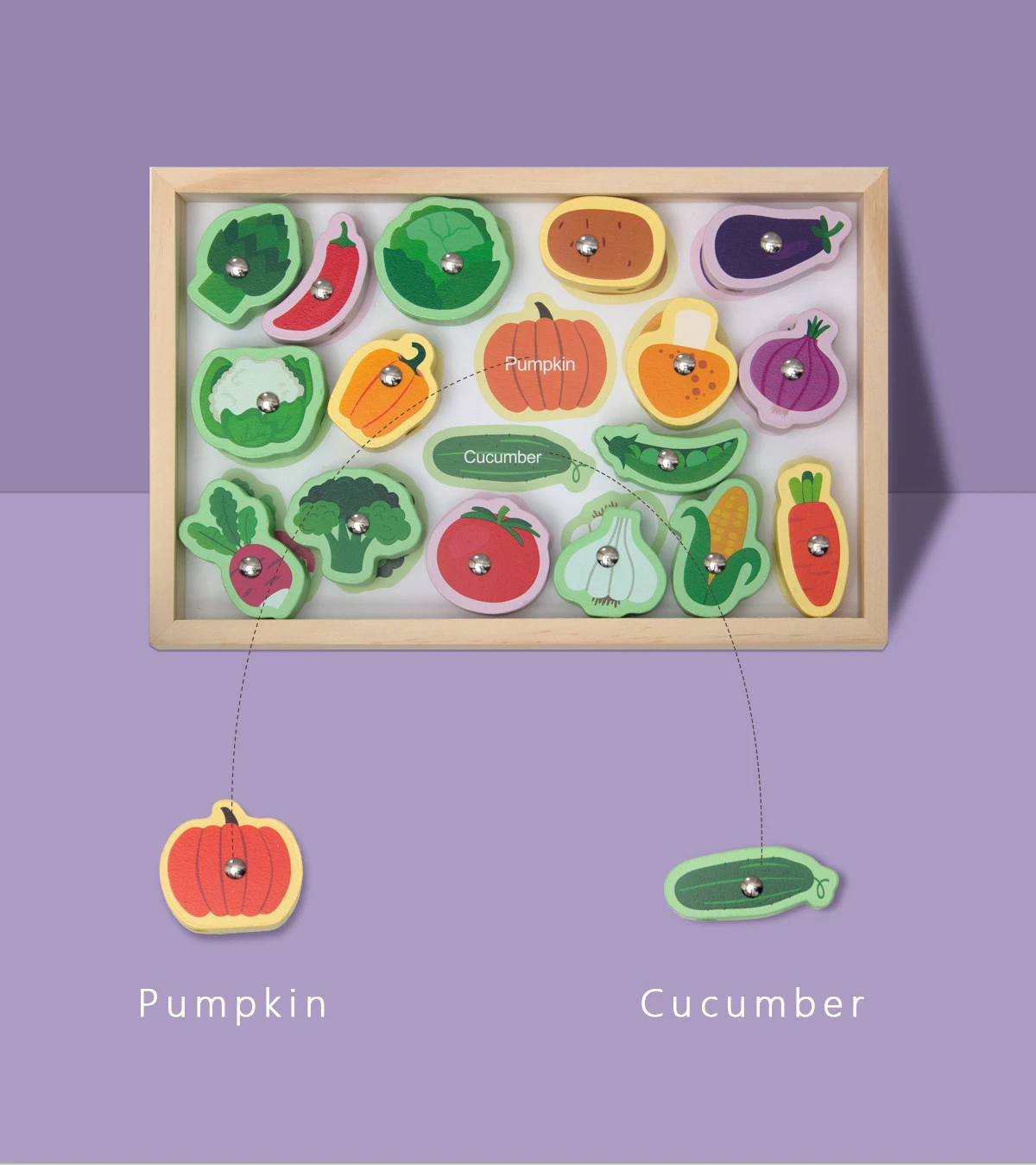 2024 New Wooden Threading Cartoon Fruit Vegetables Shape Blocks Toy ...