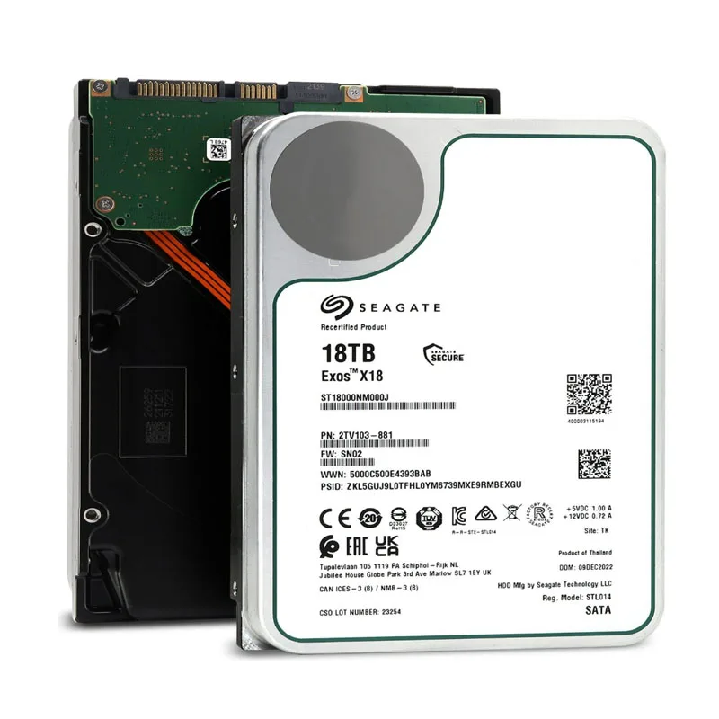 Sea Gate 18tb Hdd Exos X18 Sata 3.5" Recert Enterprise Hard Drive ...