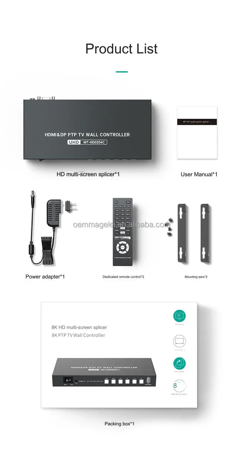 8K 30Hz HDMI Splitter HDMI DP PTP TV Wall Controller Splicer 2x4 Hdmi ...