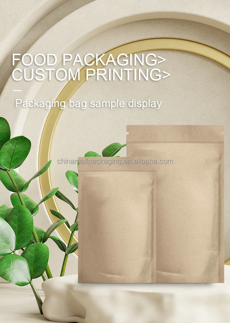 Kraft Paper Zipper Bags Standing Up Pouches Food Packaging Kraft Paper ...