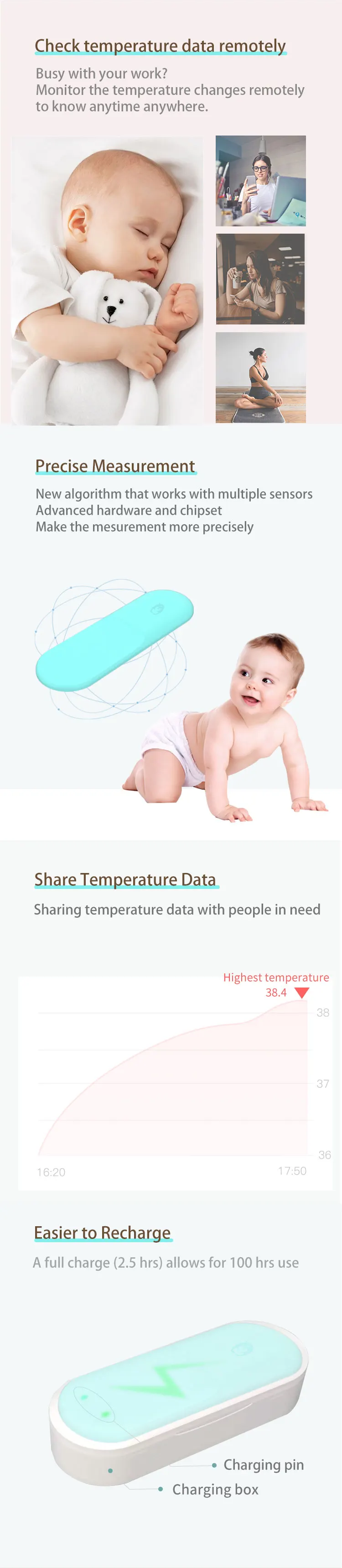 Smart Baby Thermometer Continuous Temperature Monitoring For Kids ...