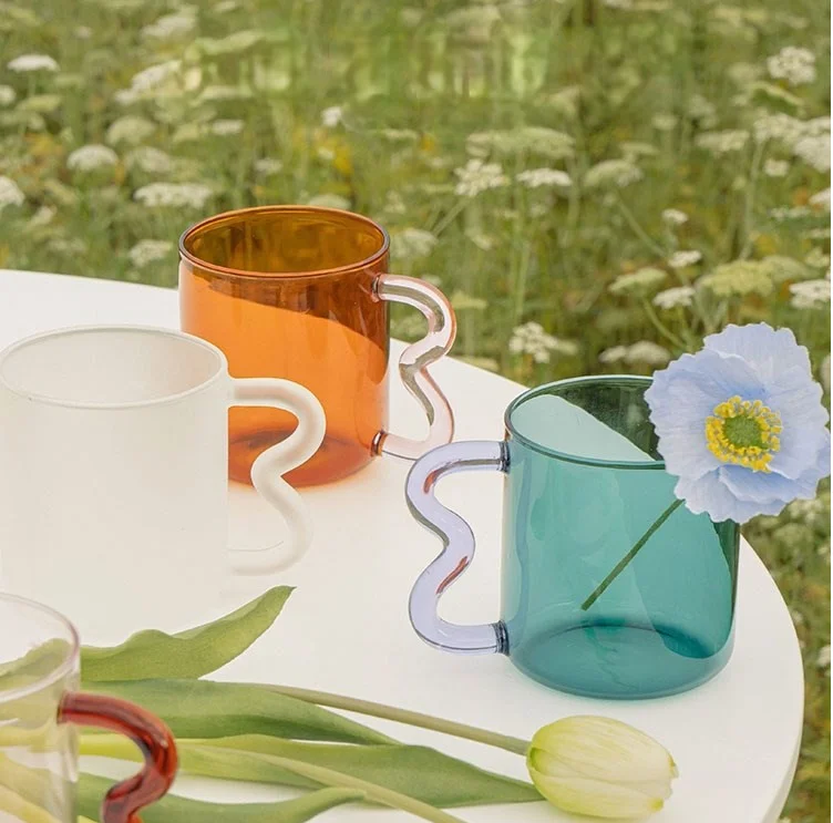 450ml Colored Drinking Glass Cups High Borosilicate Glass Coffee Mug ...