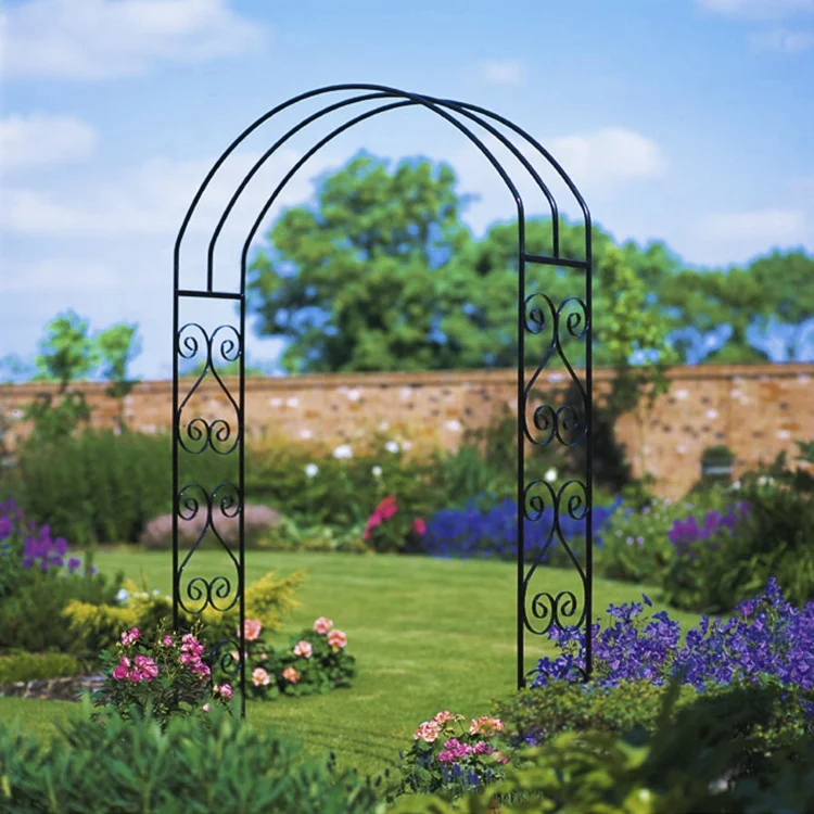 Home Entrance Gate Arch - Modern Luxury Wrought Iron Design with Metal ...