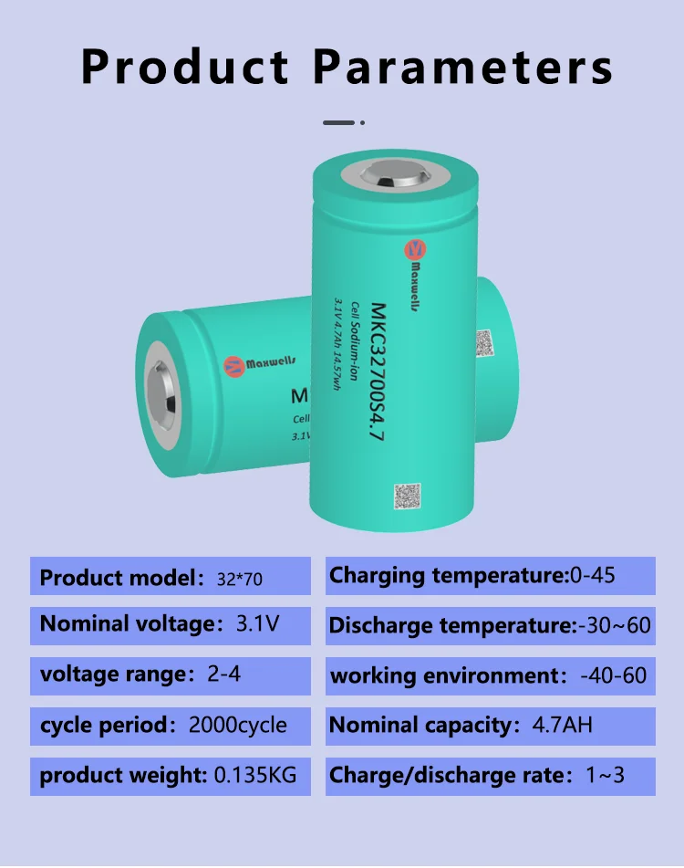 Maxwells Sib Sodium Na Ion Battery Cell Packs 32700 3.1v 4.7ah Batterie ...