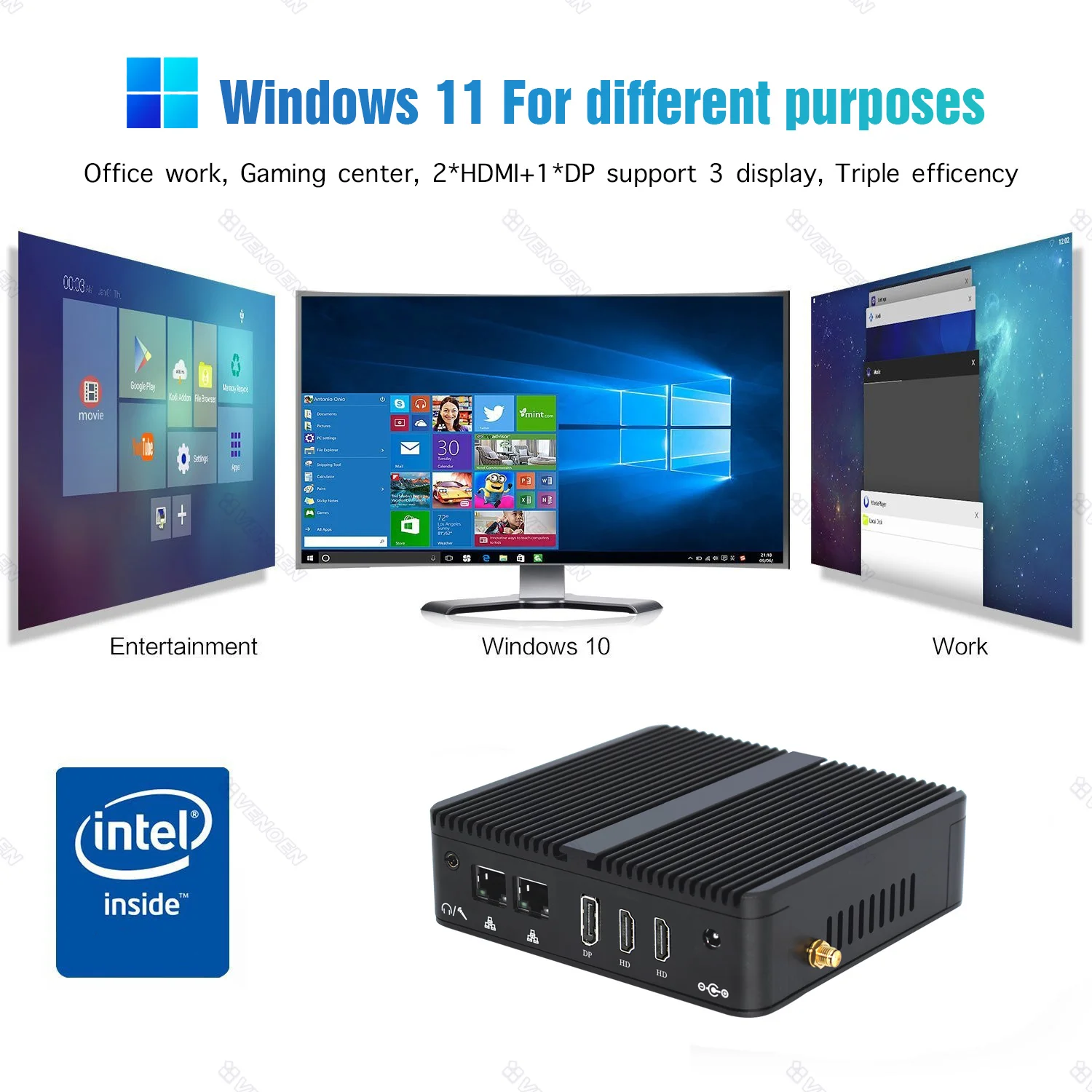 Mini Pc Ddr4 32gb Computer Intel Celeron N100 Quad Cores Support Win 10 ...
