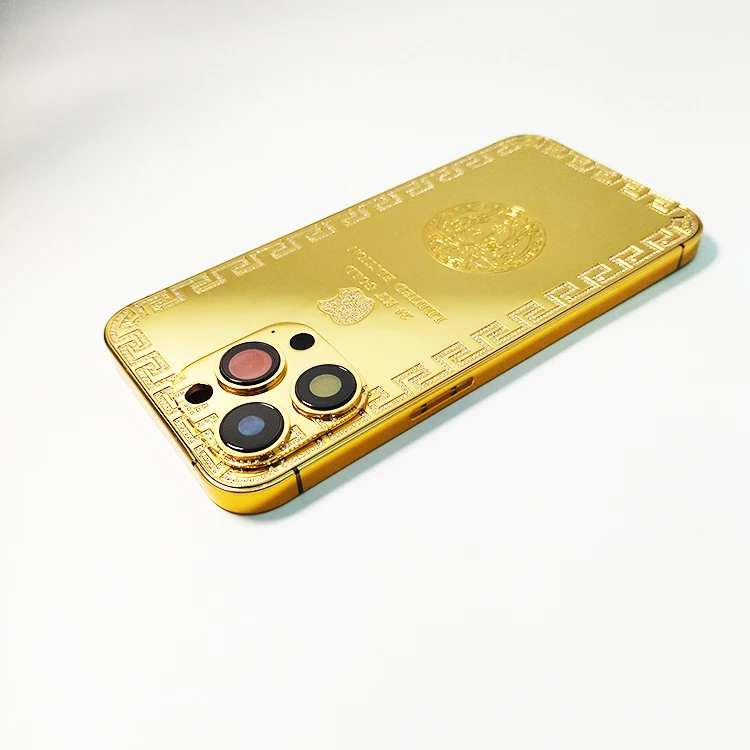 Customizable Engraved Logo Luxury Real Gold Plated Mobile Phone Housing ...