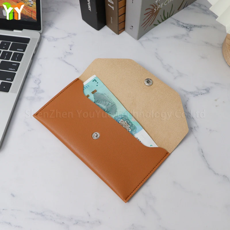 Fashion Portable Money Cash Envelopes Purse Bag PU Leather