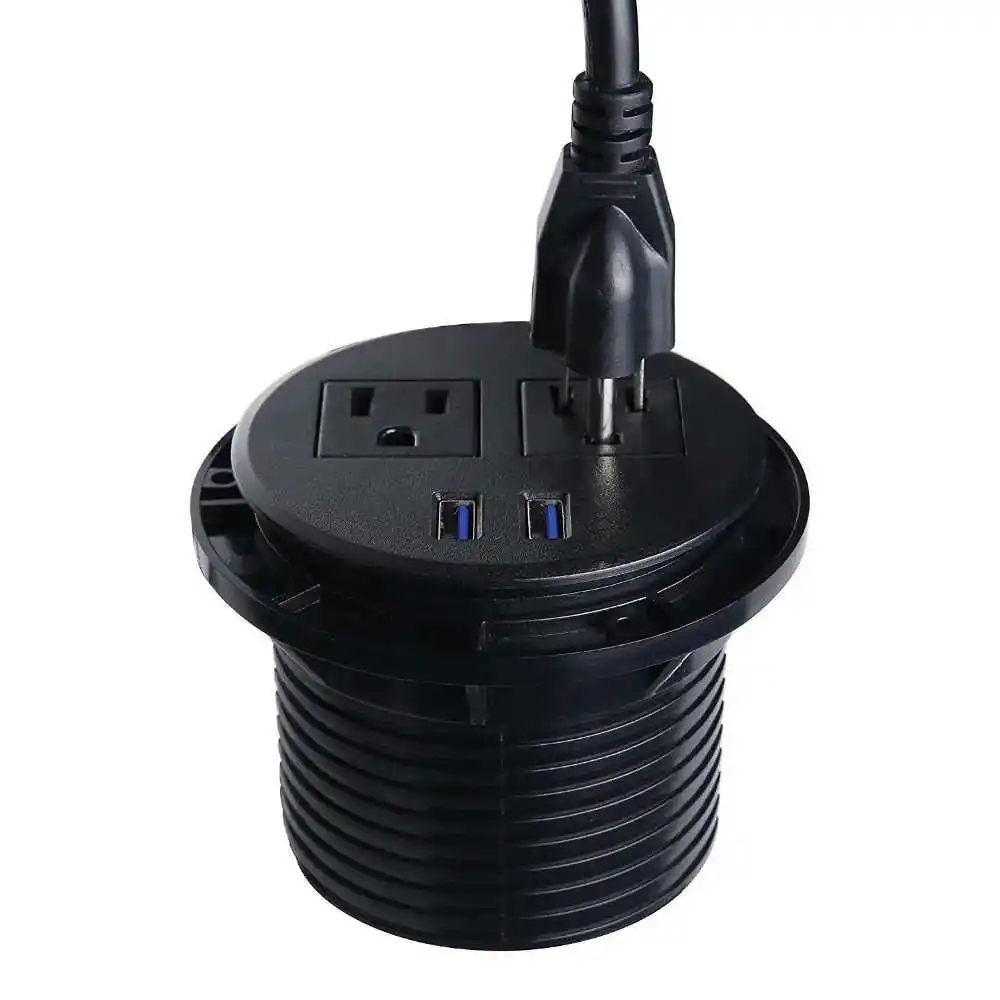 White And Black Smart Round Desktop Socket With Two Us Power And Two ...