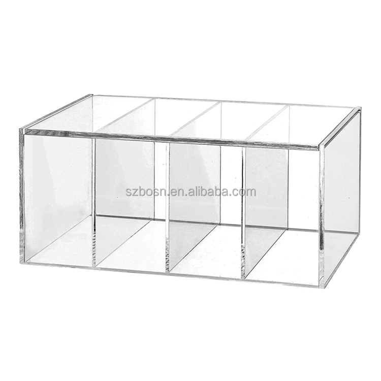 Transparent Acrylic 4 Compartment Tea Box Acrylic Divided Capsule Box ...