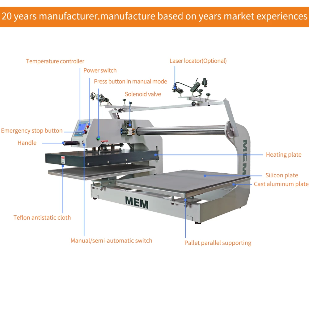 MEM TQ 4050 Dual Station Pneumatic Heat Press Machine - 16x20 Inch for ...