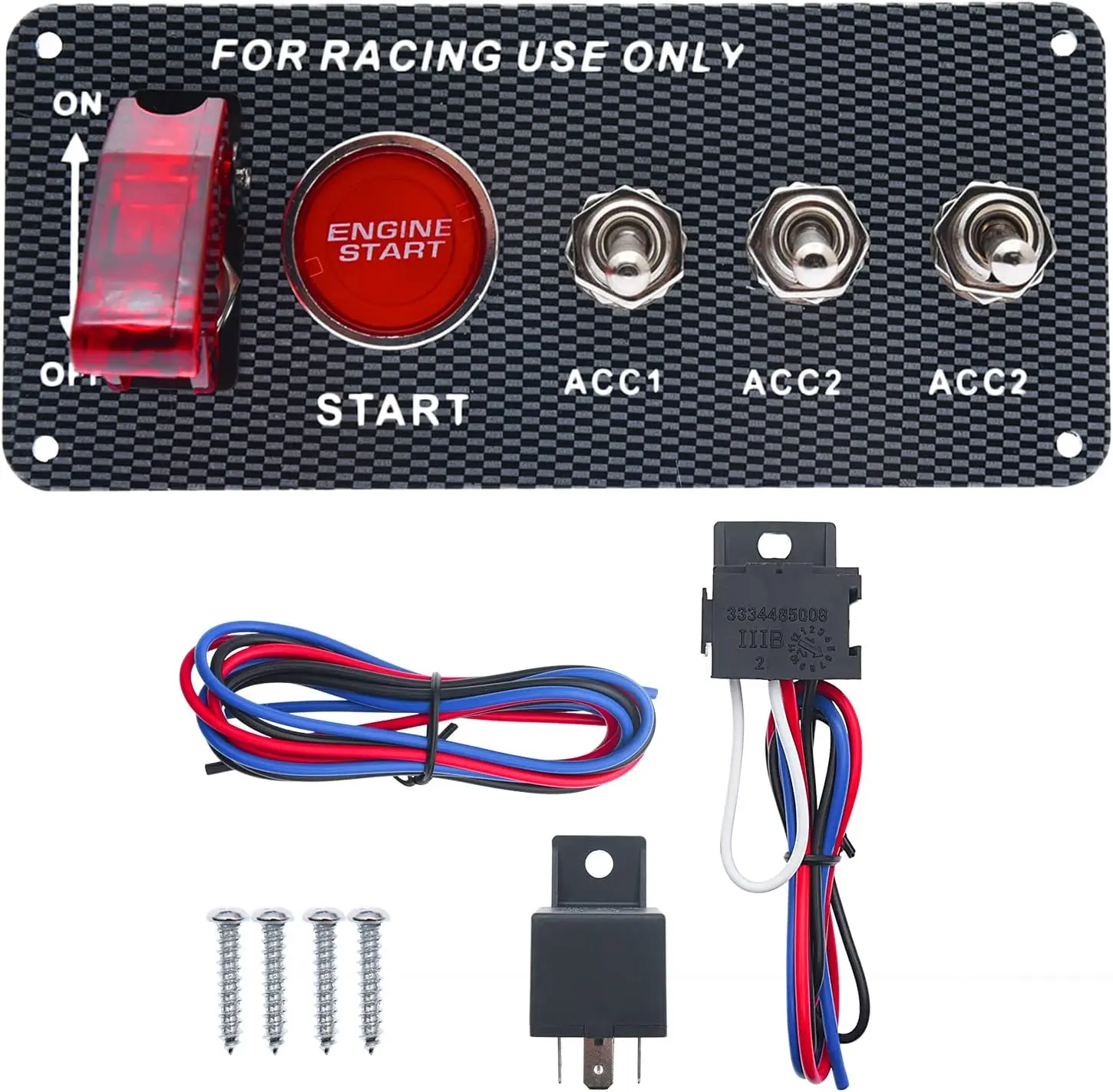 12V Ignition Switch Panel for Car 5 in 1 Ignition Starter Switches with ...