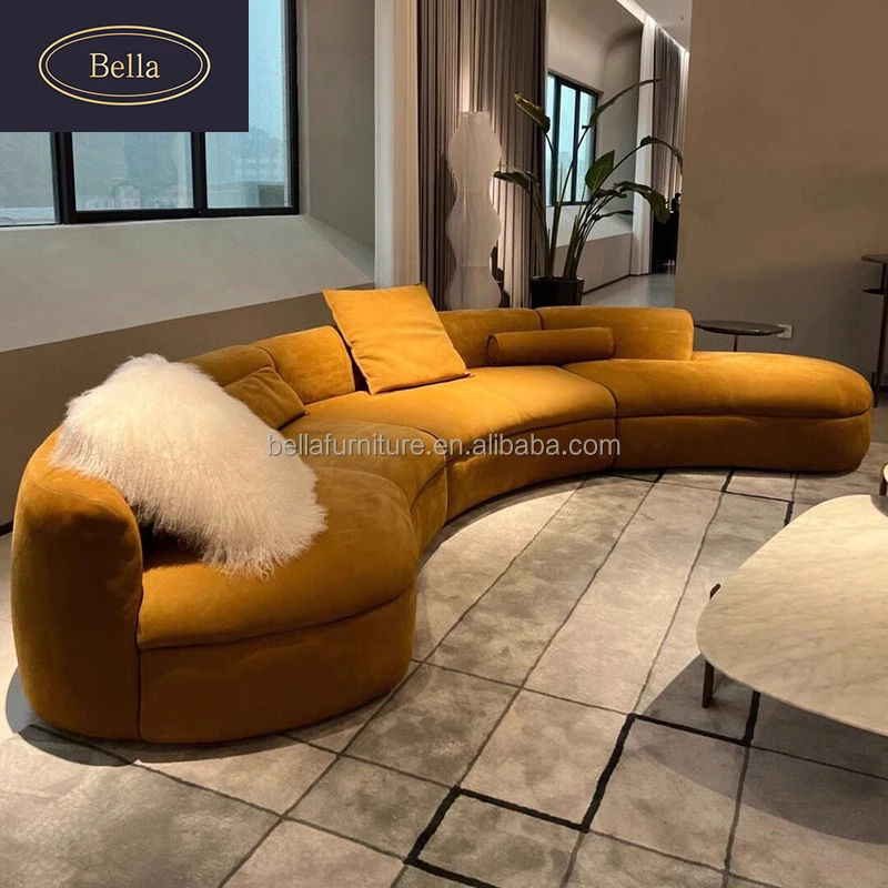 Modern Curved Corner Sectional Sofa Sets Velvet Villa House Fauteuil ...