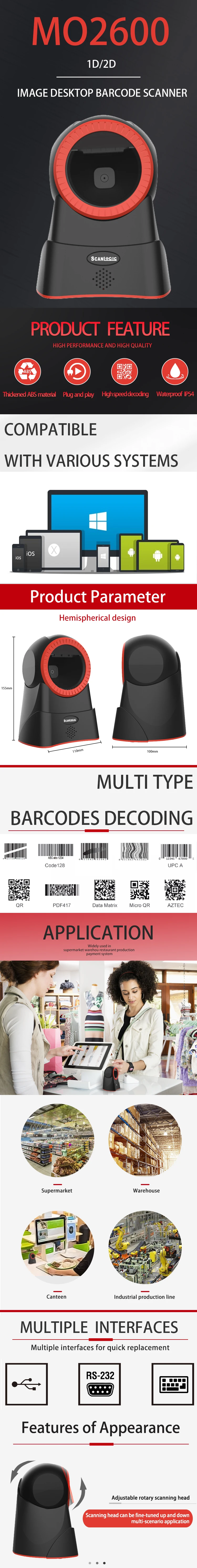 Omnidirectional 2d Barcode Desktop Usb Qr Code Scanner Qr Code Reader ...