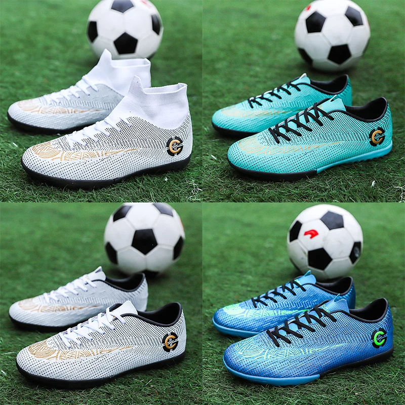 Outdoor Boys Soccer Shoes Cheap High Quality Football Boots High Ankle ...
