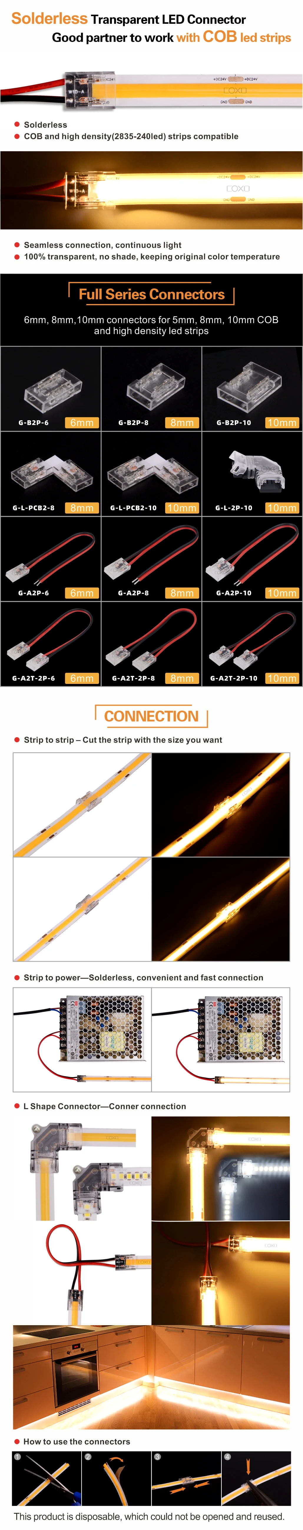 10mm 4 Pin RGB Stecker - LED Strip Connector for SMD 5050
