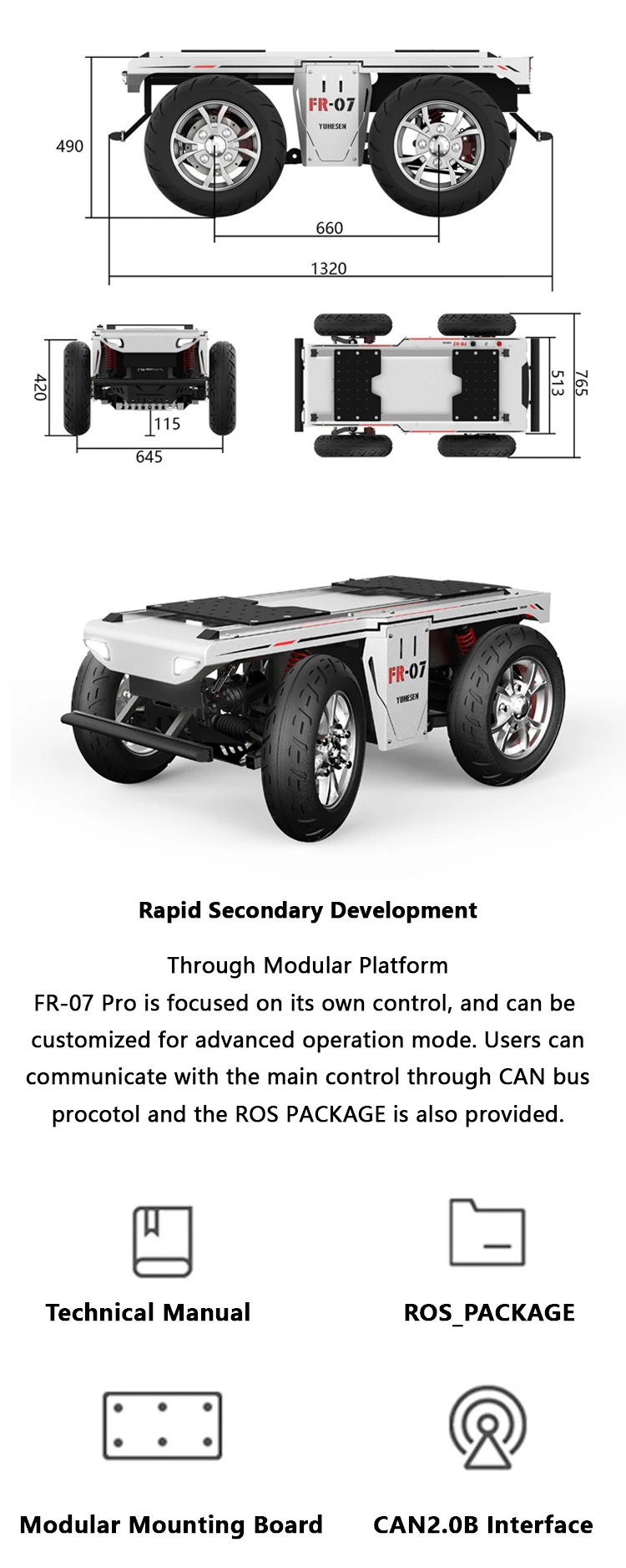 YUHESEN FR-07 PRO - Autonomous Delivery Robot for Outdoor
