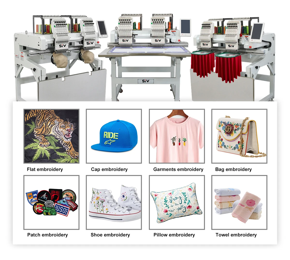 Siv Cheap Price Industrial Sewing Machine 2 Head Commercial Embroidery ...