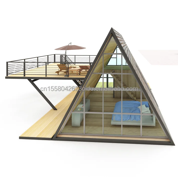 Deluxe Steel Structure Small Wooden House Triangle Modular ...