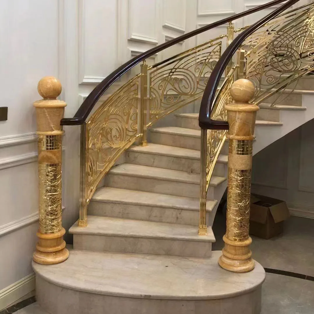 High End Carved Staircase Handrail - European Luxury Villa