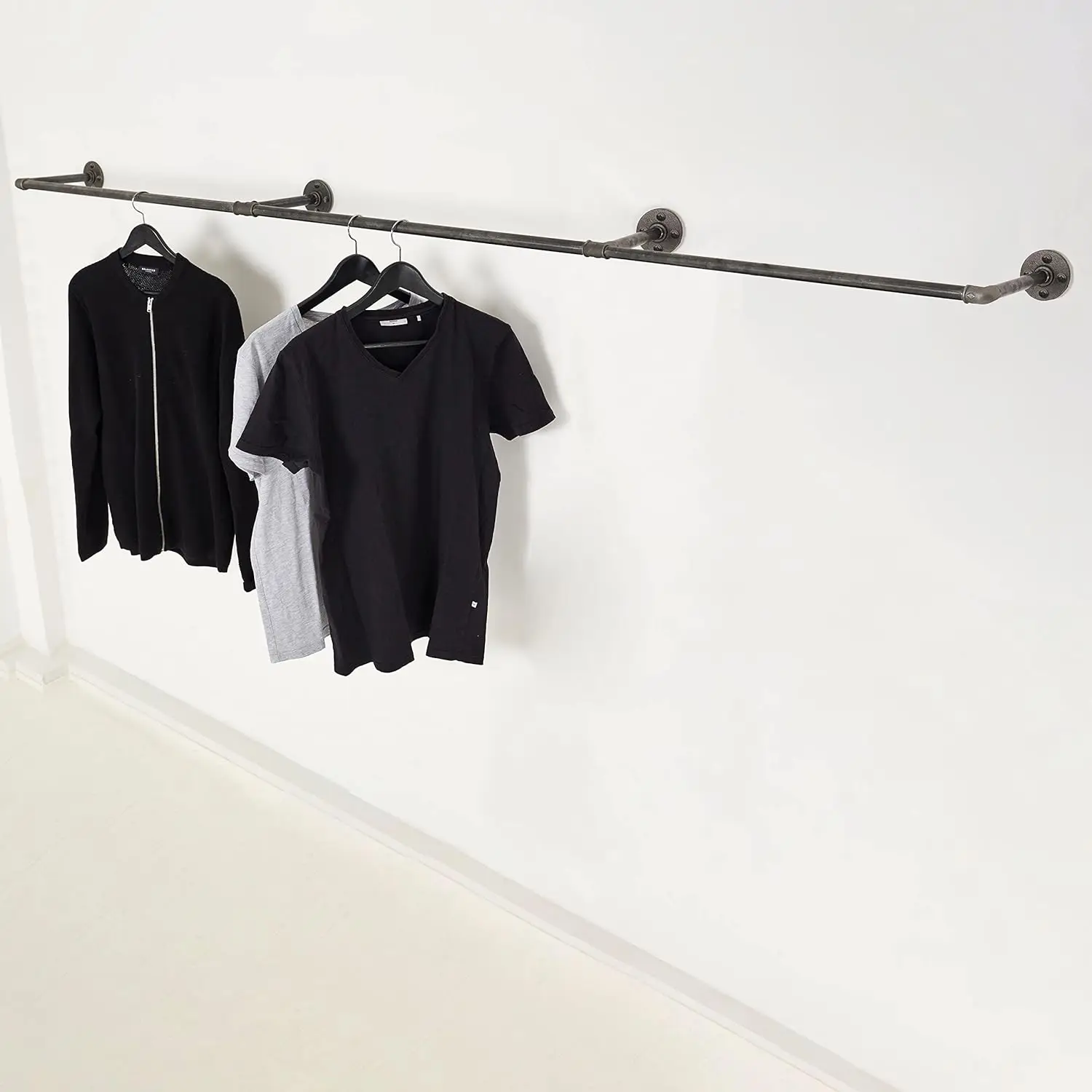 Heavy Duty Industrial Pipe Wall Mounted Hanging Garment Bar Space ...