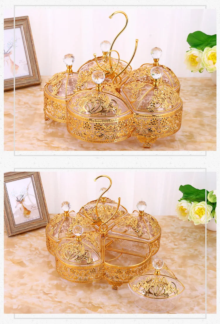 FTS Snack Tray Gold Food Storage Metal Wholesale Decor Set 5 ...