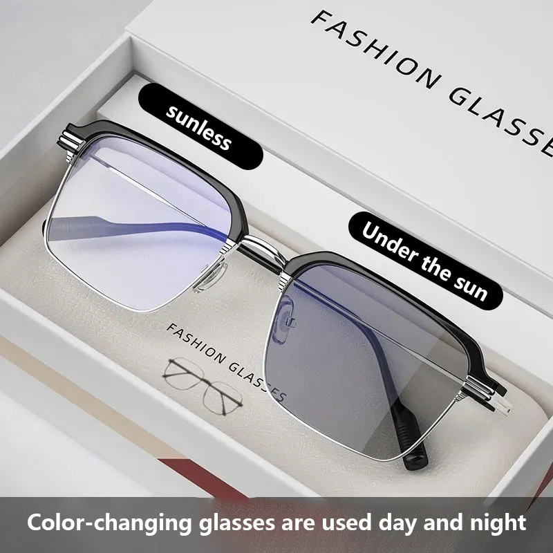 Half Frame Men's Handsome Square Frame UV Protection Glasses