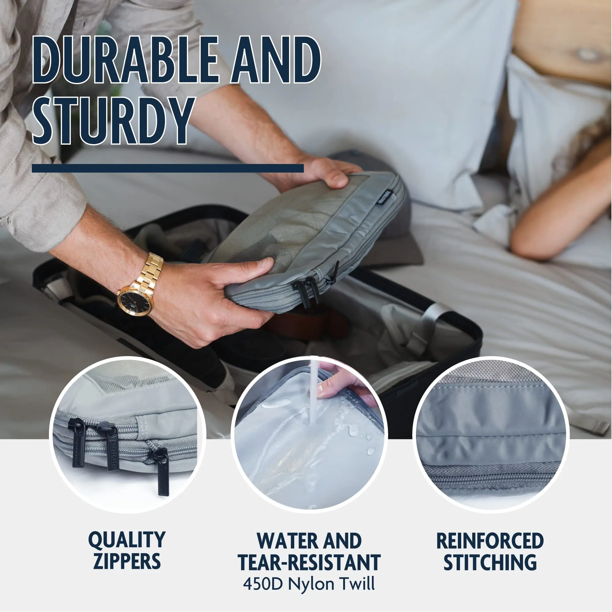 Travel 6 Set Packing Cubes Compression Packing Organizer Bags Durable ...