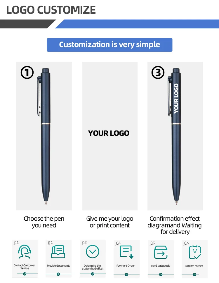 Custom LOGO Engraving Business Signature Pen 0.5mm Writing Plastic for ...