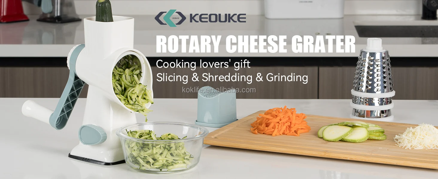 KOK Kitchen Tumbling Box Shredder 3 in 1 Manual Rotary Cheese Grater ...