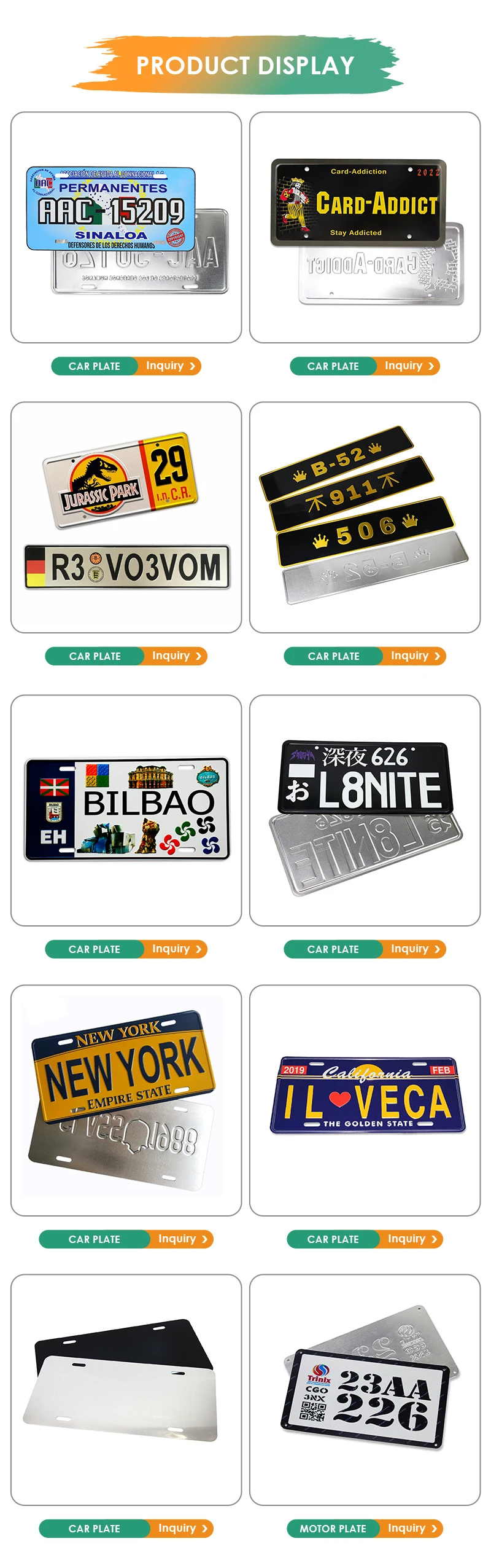 Wholesale Blank Car Number Plate Colors American Motorcycle Sublimation ...