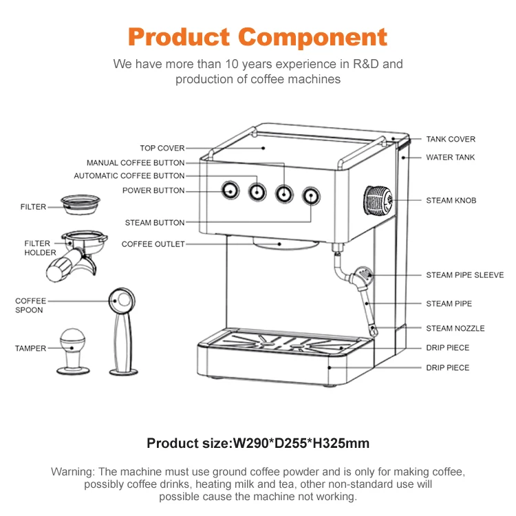 Gemilai CRM3005G Italian Manual Espresso Coffee Machine - Compact ...