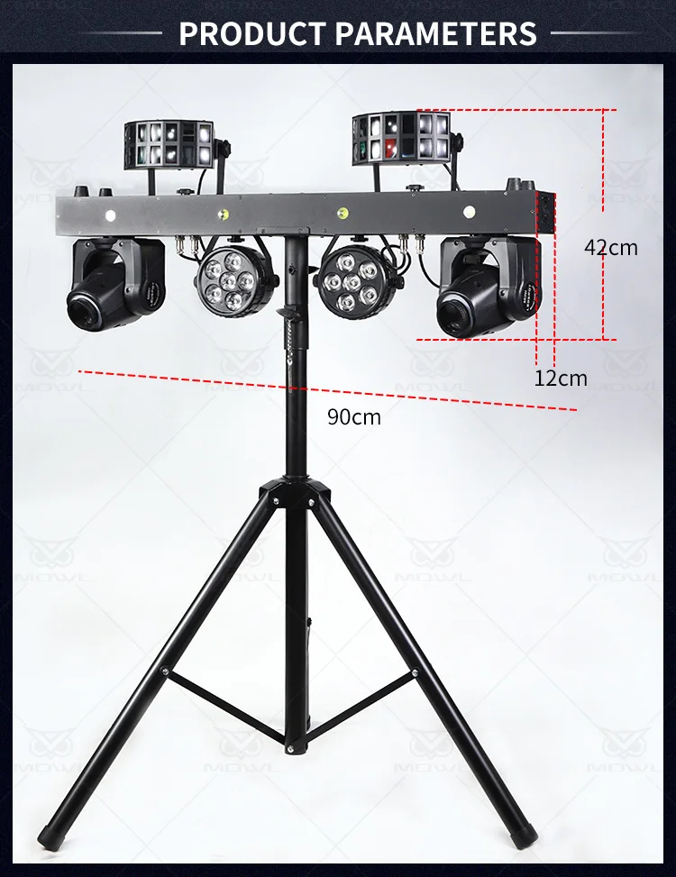 Dj Party Disco Bar Stage Light 4pcs 12x1w Rgbw 4in1 Led Moving Head Par ...